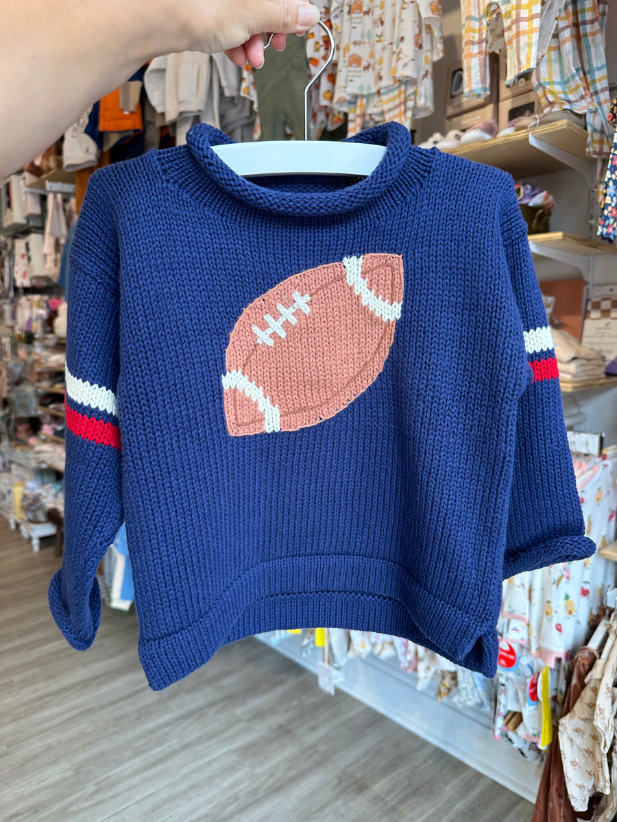 Navy Football Knit Crew Sweater – Lively Kids