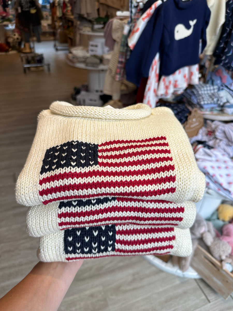 Women's American Flag Ivory Crew Sweater – Lively Kids