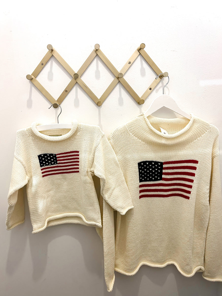 Women's American Flag Ivory Crew Sweater – Lively Kids