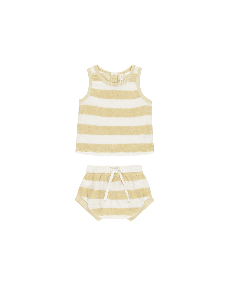 Quincy Mae Terry Tank + Short Set || Yellow Stripe – Lively Kids